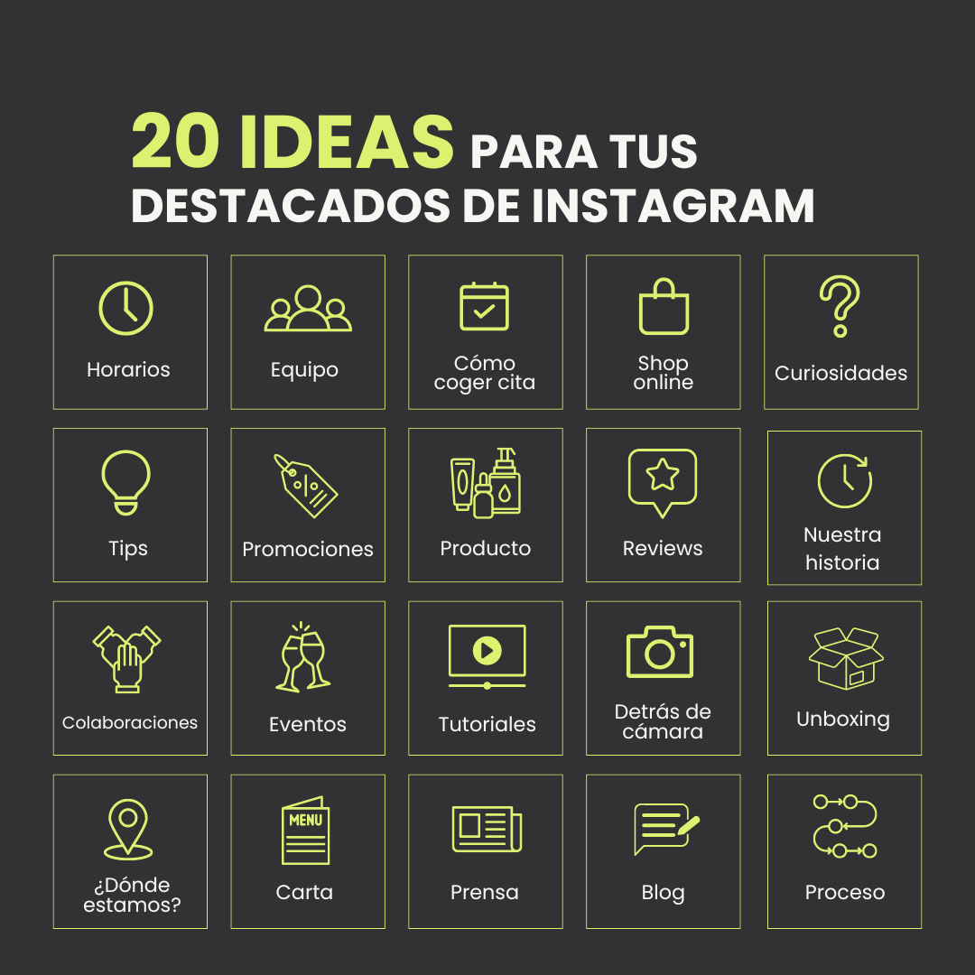 20 Ideas para las historias destacadas de Instagram - Nube Comunicación